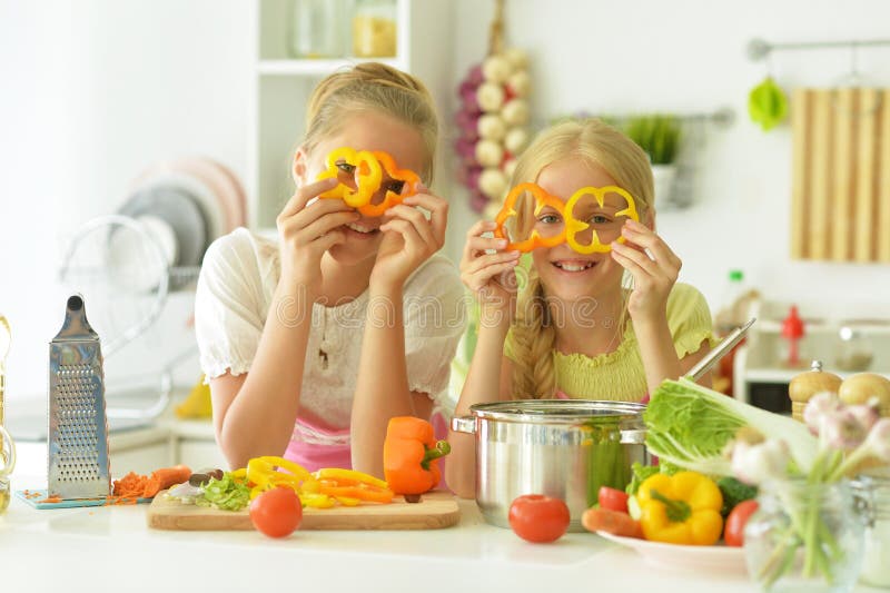 Girls in the kitchen stock photo. Image of girl, happiness - 116751562