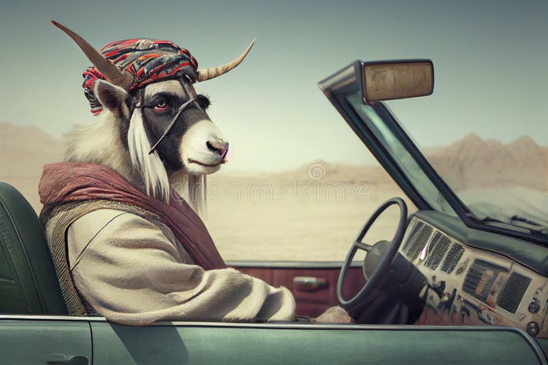 Portrait of a Goat Driving a Car. AI Generated Stock Illustration ...