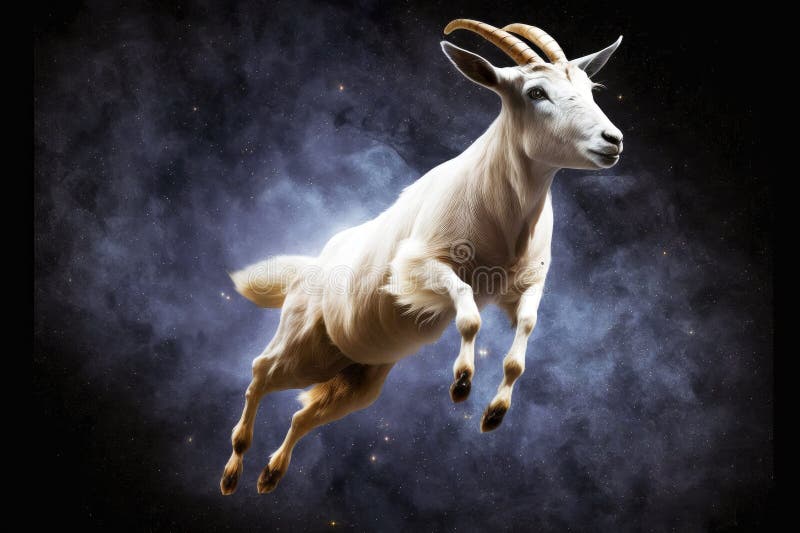 Portrait of Goat Flying in Space Stock Illustration - Illustration of ...
