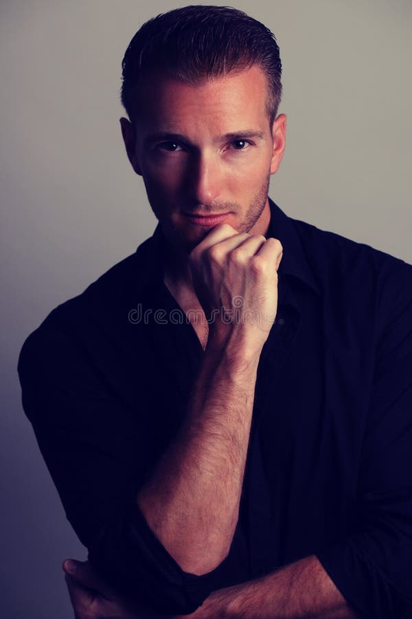 Portrait of a Good Looking Man Stock Photo - Image of expression, eyes ...