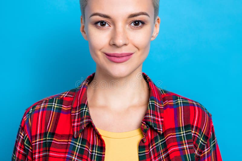 Portrait Of Good Mood Positive Satisfied Friendly Woman Short Hairdo