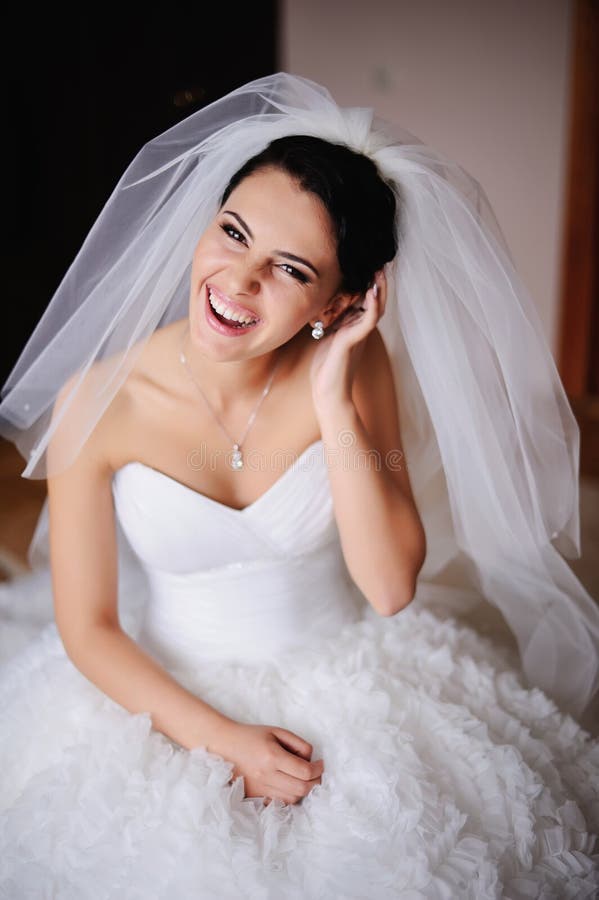 Portrait of a Gorgeous Bride Bursts of Laughing Stock Image - Image of ...