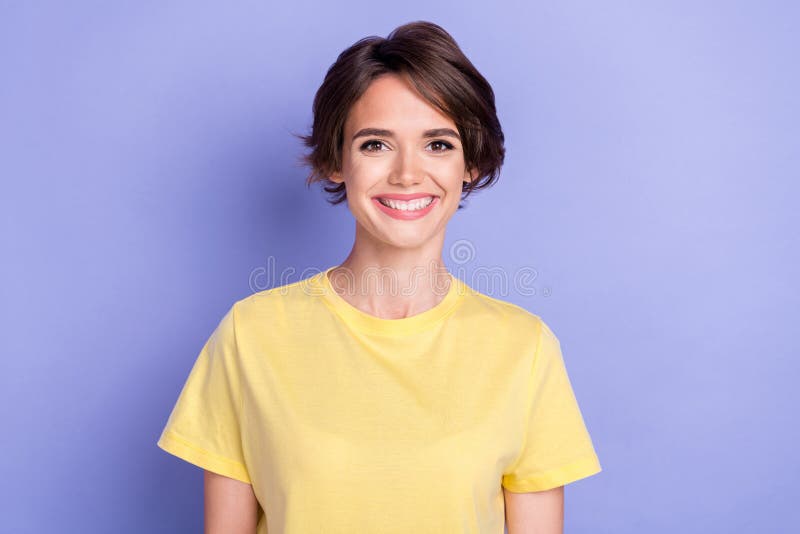 Portrait Of Gorgeous Satisfied Lady Toothy Beaming Smile Good Mood