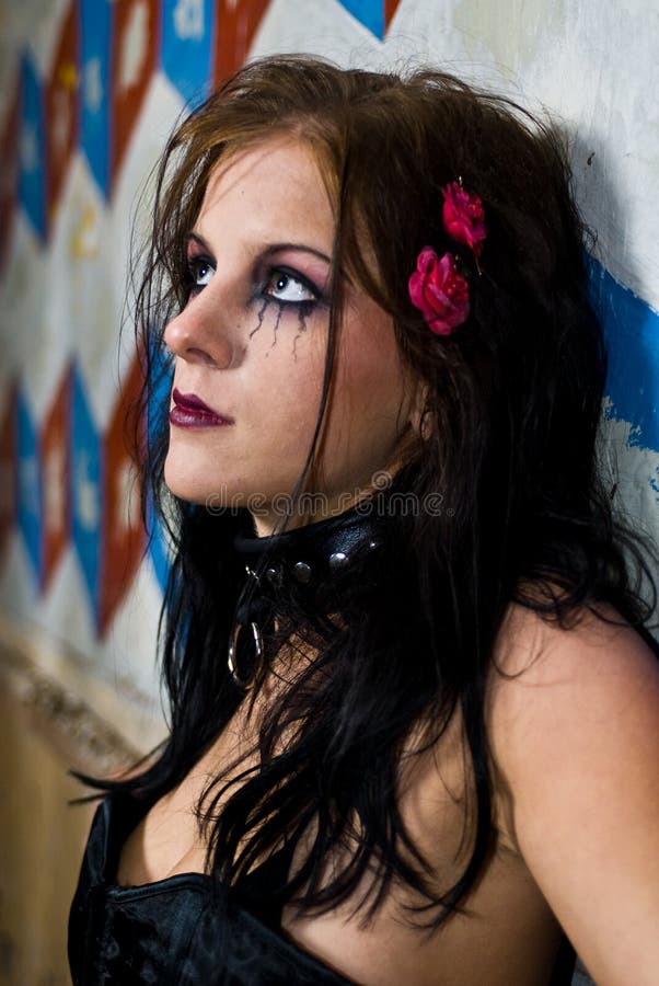 Portrait Of A Goth Girl In A Gray Backgorund Stock Photo - Image of ...