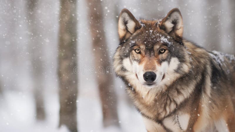 Portrait of a Grey Wolf in Winter Stock Illustration - Illustration of ...