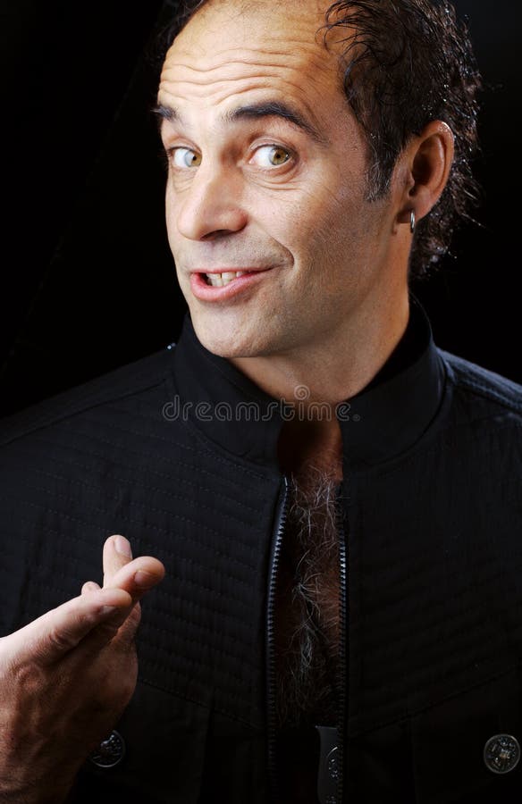 Portrait of Grimacing or Puckering or Grinning Man Stock Image - Image ...