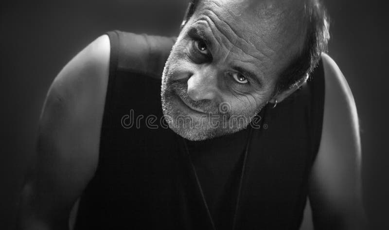 Portrait of Grimacing or Puckering or Grinning Man Stock Image - Image ...