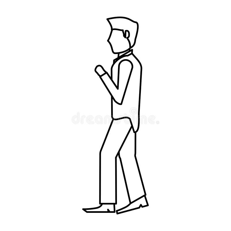 Portrait groom man outline stock illustration. Illustration of doodle ...