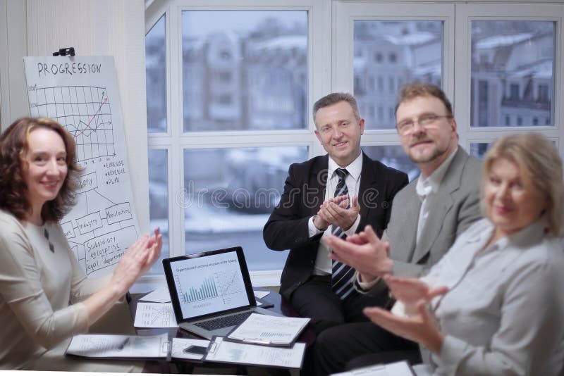 Portrait of Group of Business People Applauding Speaker, Stock Photo ... Portrait of Group of Business People Applauding Speaker, Stock Photo ...