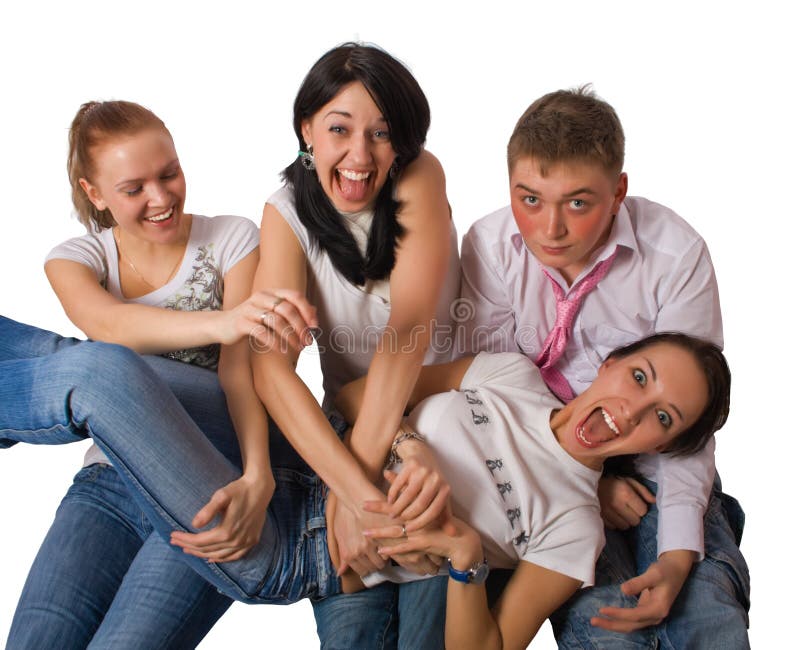 Portrait of Group Crazy People Stock Image - Image of caucasian ...