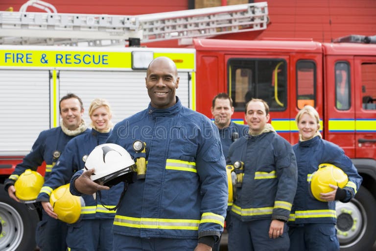 Portrait of a Group of Firefighters Stock Image - Image of leader ...