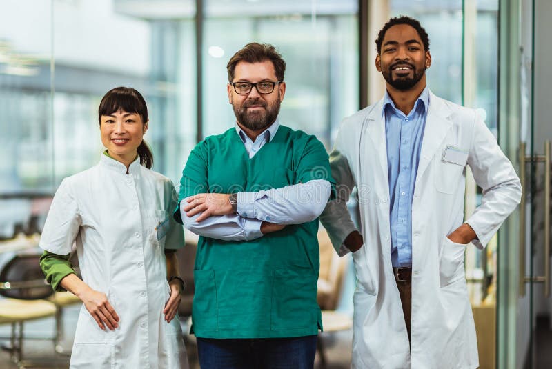 Group of Multiracial Doctors Standing and Looking at the Camera Stock ...