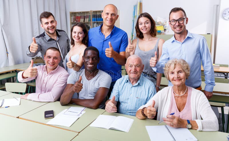 Portrait of Group Students Different Ages Stock Image - Image of ...