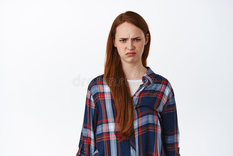 Angry Redhead Teen Girl Hush Frowning Upset And Shushing Tell To Be