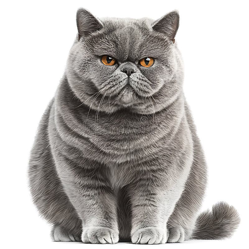 Portrait of a Grumpy British Shorthair Cat with Orange Eyes Stock ...