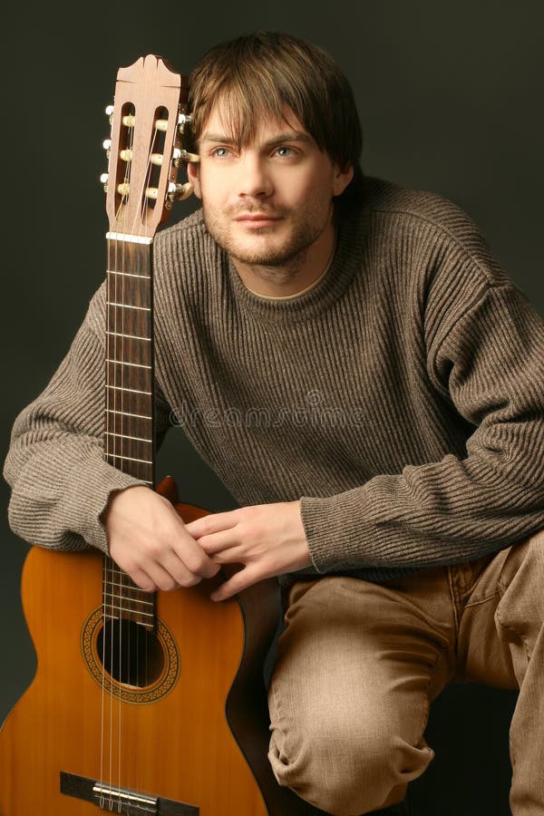 Portrait of guitarist stock photo. Image of male, caucasian - 12192730