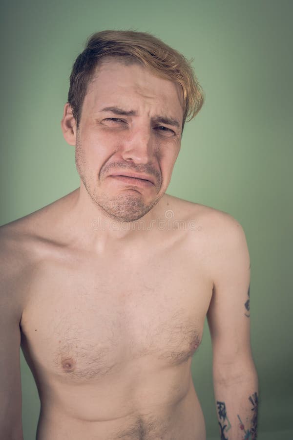 Guy Crying on Green Background Stock Image - Image of closeup, emotion ...