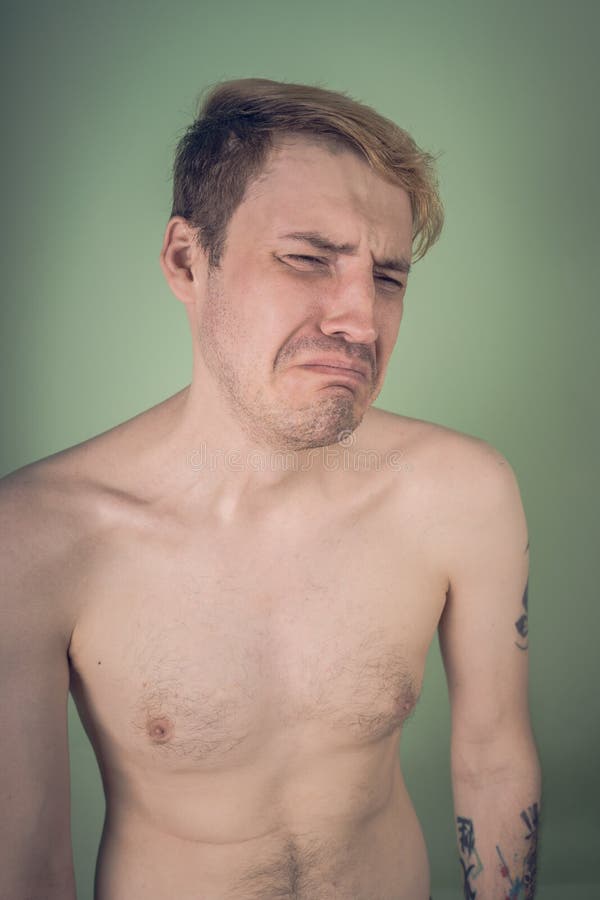 Guy Crying on Green Background Stock Image - Image of background, brain ...