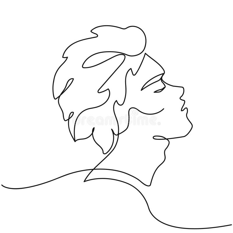 Portrait of a Guy in Profile, One Line Drawing Stock Vector ...