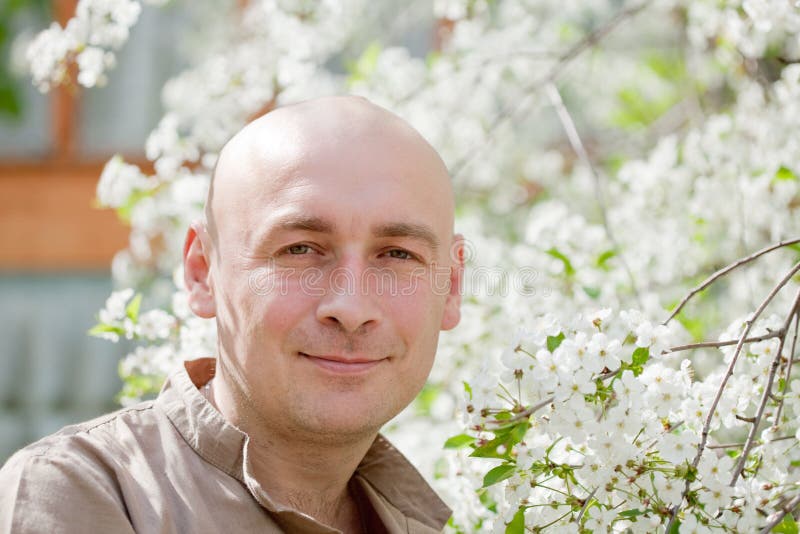 Portrait of Guy in Spring Garden Stock Image - Image of nature, smell ...