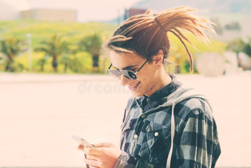 Guy Taking Selfie Sitting on a Staircase with Tablet Warm Filter Stock ...
