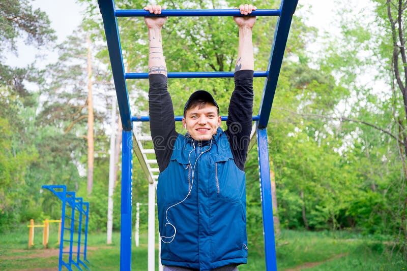 Guy working out outside stock image. Image of active - 102396563