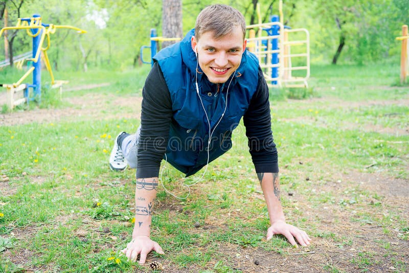Guy working out outside stock image. Image of person - 102397063