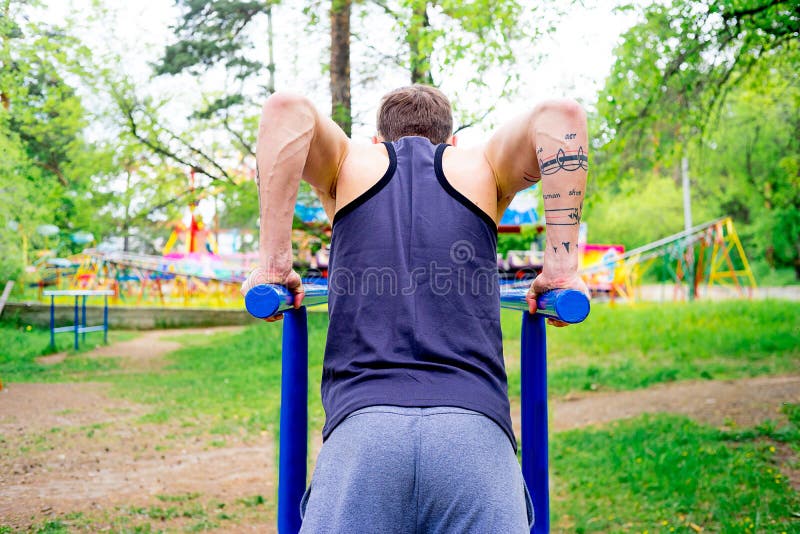 Guy working out outside stock photo. Image of body, male - 102398986