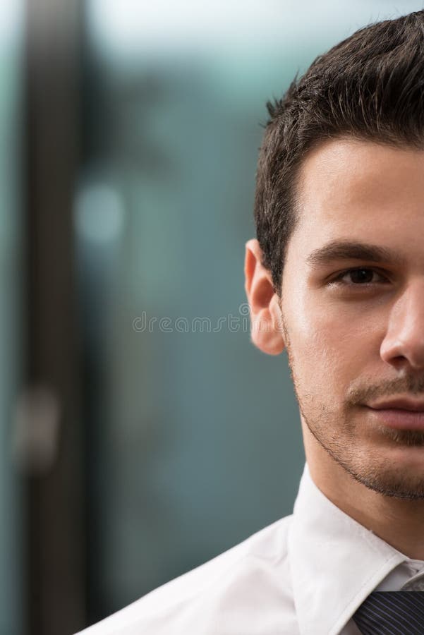 Portrait Half of Face of Young Businessman Stock Image - Image of ...