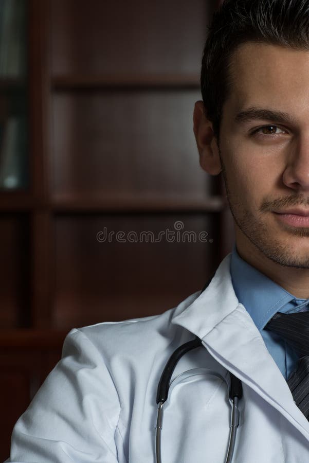 Portrait Half of Face of Young Doctor Stock Photo - Image of person ...