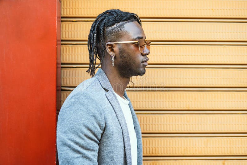Portrait Handsome African American Man Elegant Profile With Sunglasses
