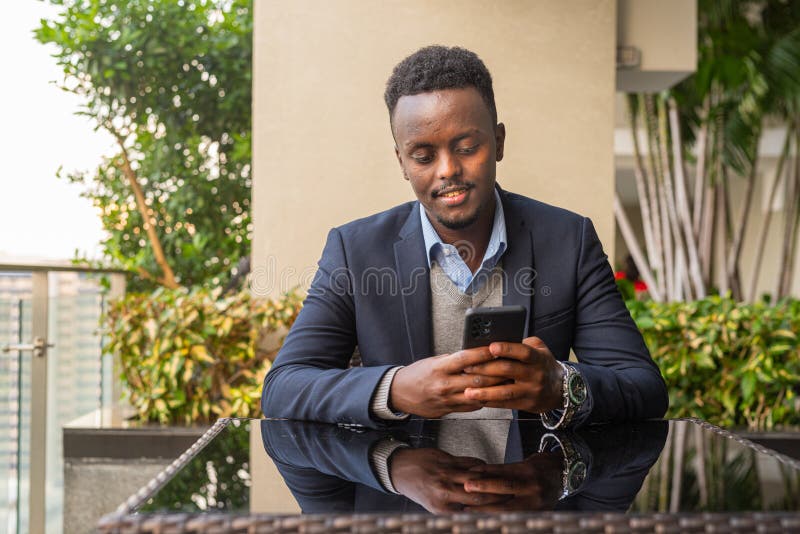 Portrait of Handsome Black African Businessman Thinking Stock Image ...