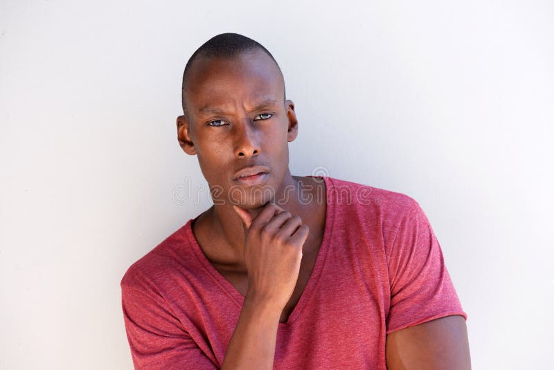 Handsome Black Man with Serious Face Expression Stock Photo - Image of ...