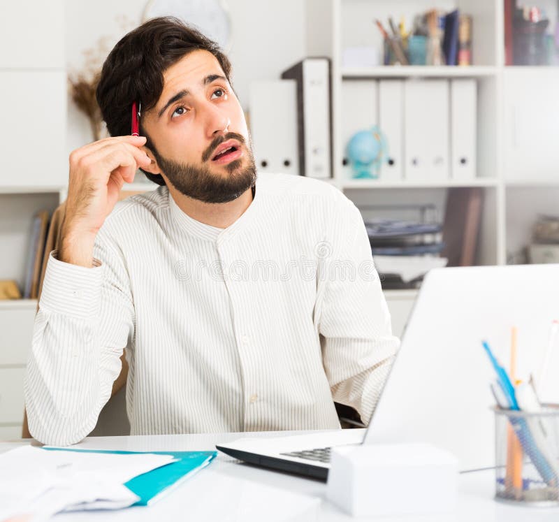 Manager Having Thoughtful Look Stock Photo - Image of thoughtful ...