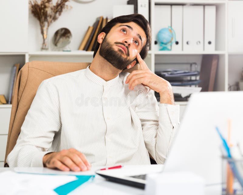 Manager Having Thoughtful Look Stock Photo - Image of contemplative ...