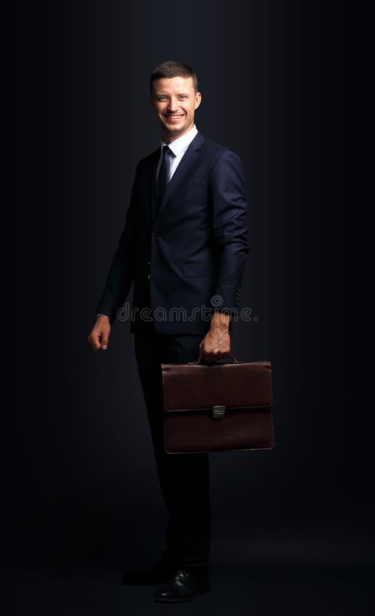 Portrait of a Handsome Business Man with Briefcase Isolated on Stock ...