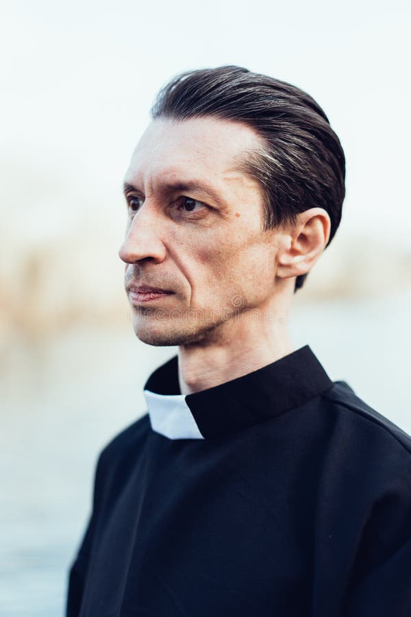 Portrait of Handsome Catholic Priest or Pastor with Collar Stock Image ...