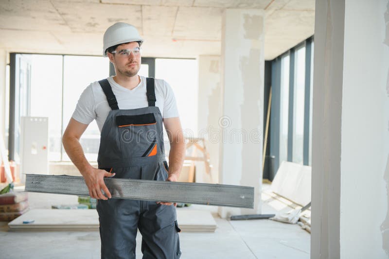 Portrait of Handsome Construction Worker on Building Industry ...