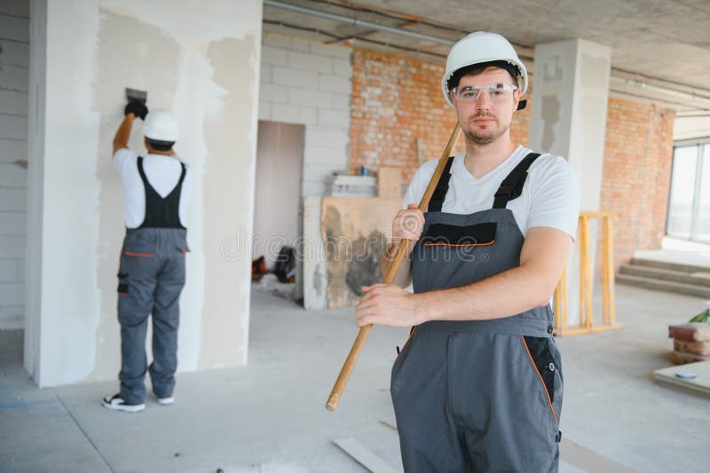 Portrait of Handsome Construction Worker on Building Industry ...