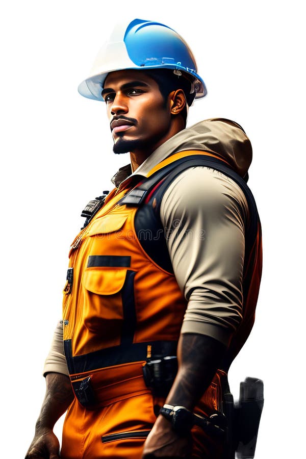 Portrait of a Construction Worker - 3D Illustration Stock Illustration ...