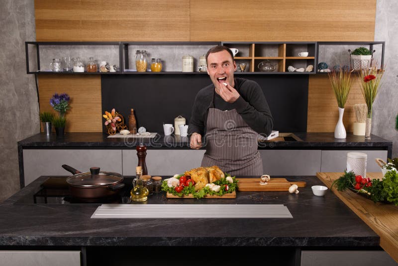 Portrait of handsome cook stock photo. Image of fresh - 146754010