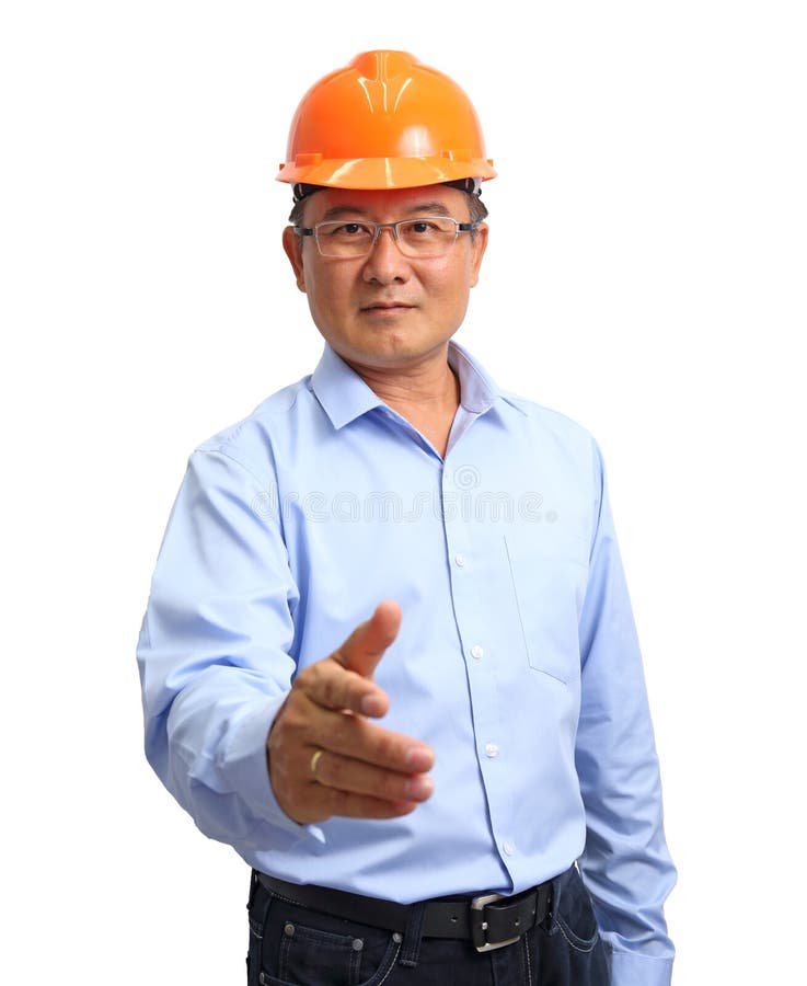 Portrait of an Handsome Engineer Giving the Hand Shake Stock Image ...