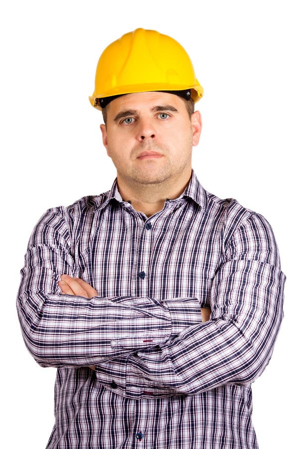 Portrait of an Handsome Engineer on White Stock Photo - Image of person ...