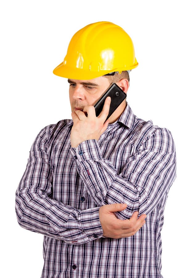 Portrait of an Handsome Engineer Isolated on White Stock Image - Image ...