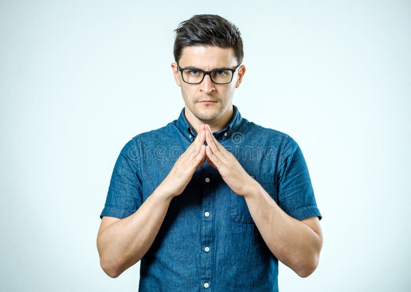 Portrait of Focused Smart Male Model with with Thoughtful Determined ...