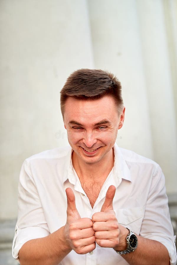 Portrait of a Handsome Fun Man Outdoors Stock Photo - Image of male ...