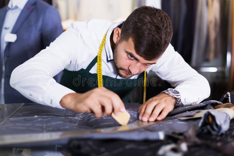 Guy Snipper in Modern Workshop Stock Photo - Image of atelier, fabric ...