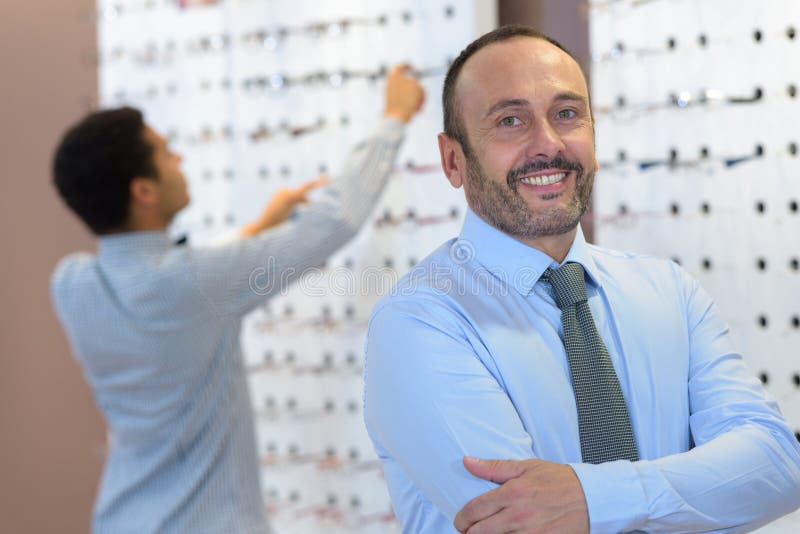 Portrait Handsome Happy Optician Stock Image - Image of human, happy ...