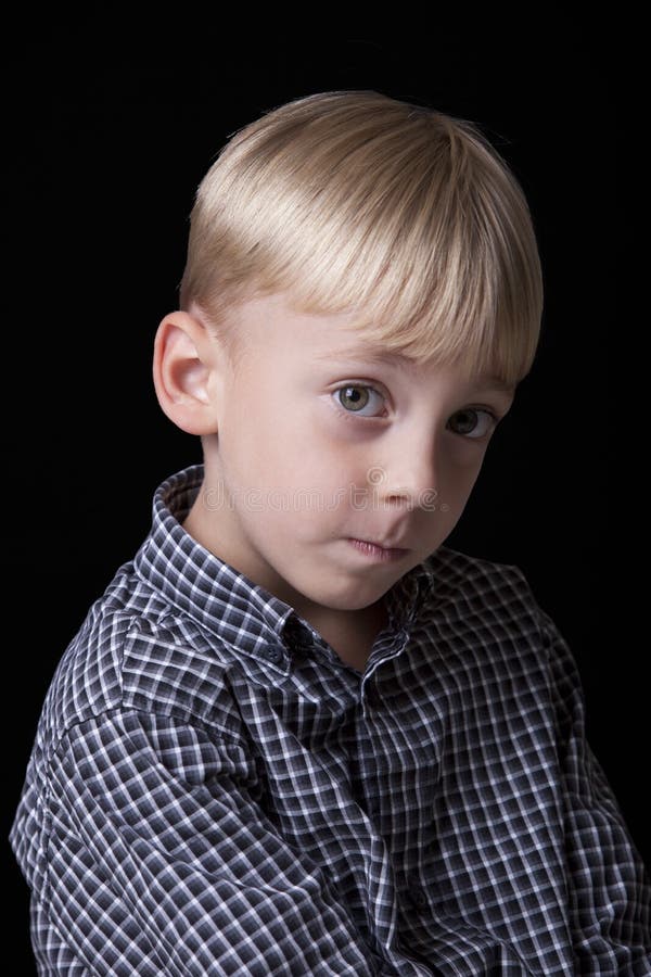 Portrait of Handsome Little Boy in Studio Stock Photo - Image of ...