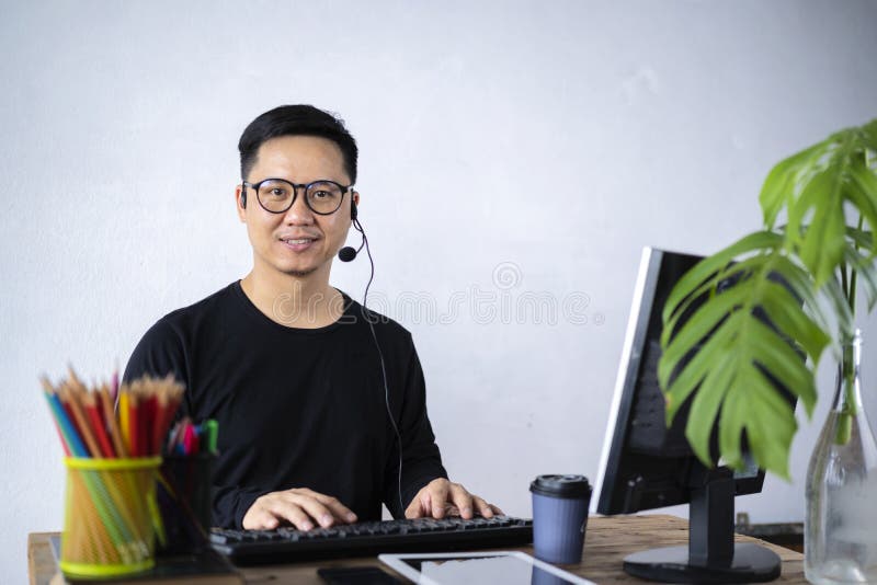 Male Customer Service Representative or Call Centre Worker or Operator ...